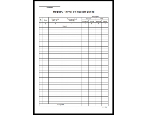 Registru jurnal incasari si plati A4, 100 file/carnet, tipar FATA ...