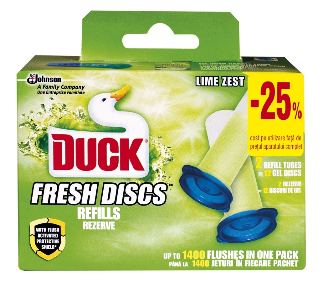 Odorizant wc baie Duck Fresh Discs, lime zest, 2 x 36 ml